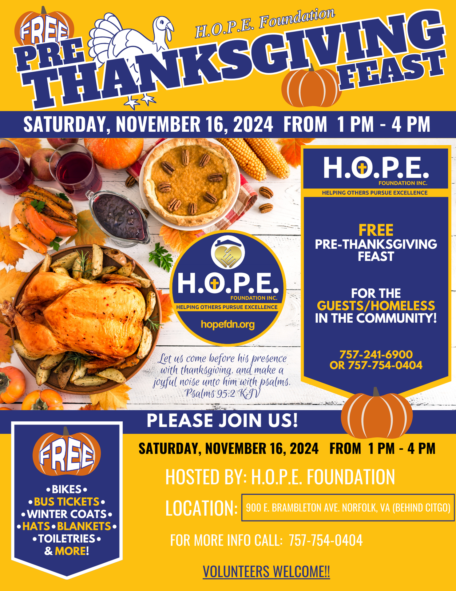Pre-Thanksgiving Dinner - Saturday, November 16, 2024 - H.O.P.E ...